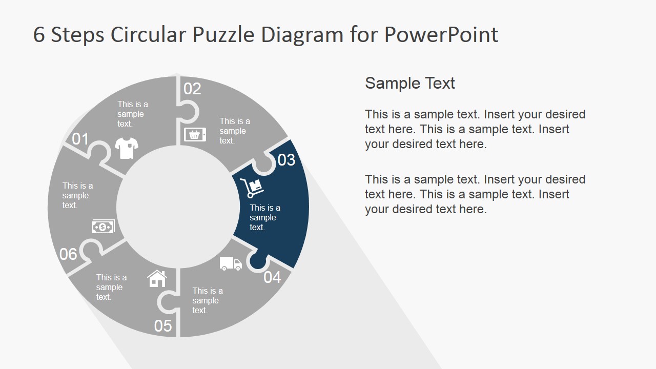 6 Step Circular Puzzle Diagram Template for PowerPoint - SlideModel