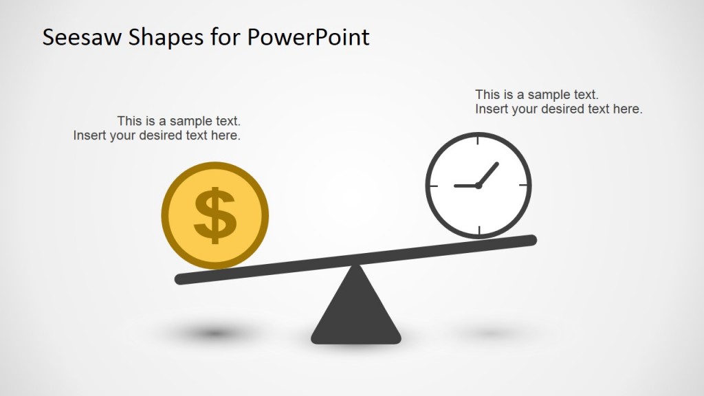 Money and Time Seesaw Concept Slide for PowerPoint - SlideModel