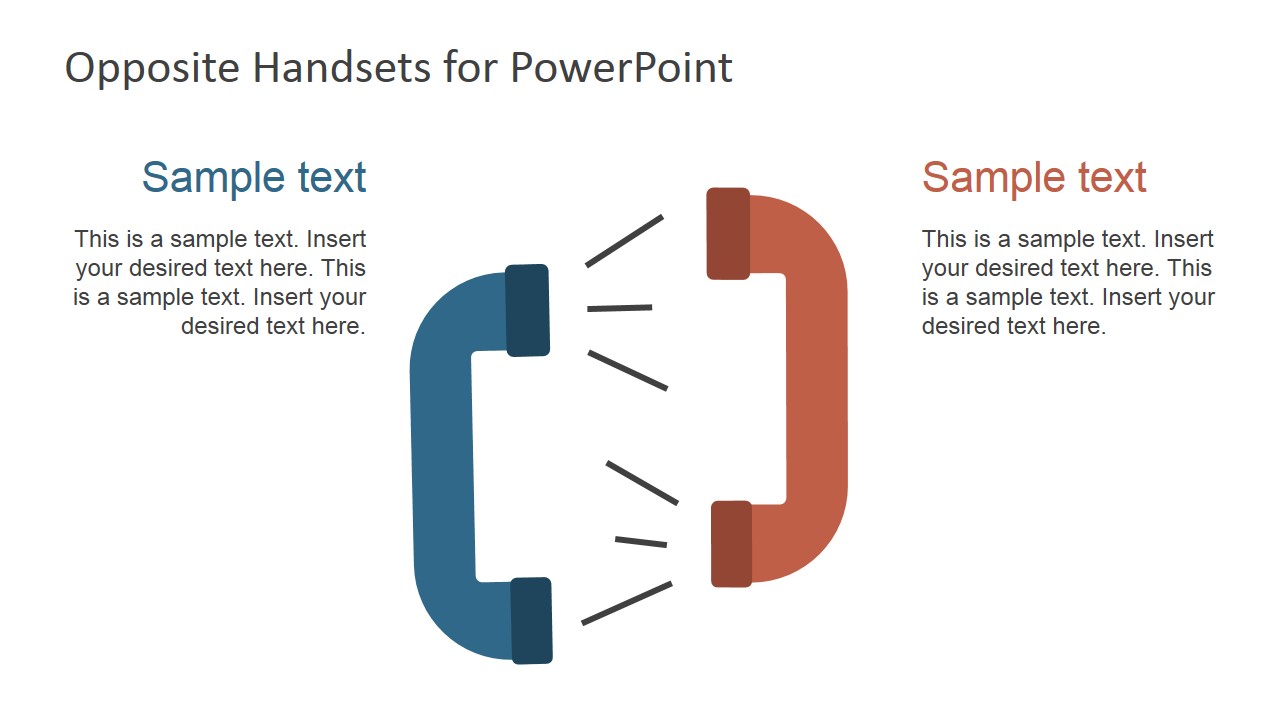 Opposite Handsets PowerPoint Template for Conflict Resolution - SlideModel