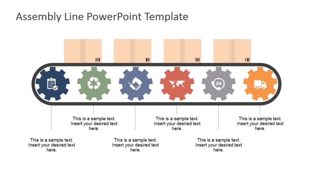 Six Steps Process Assembly Line Metaphor for PowerPoint - SlideModel