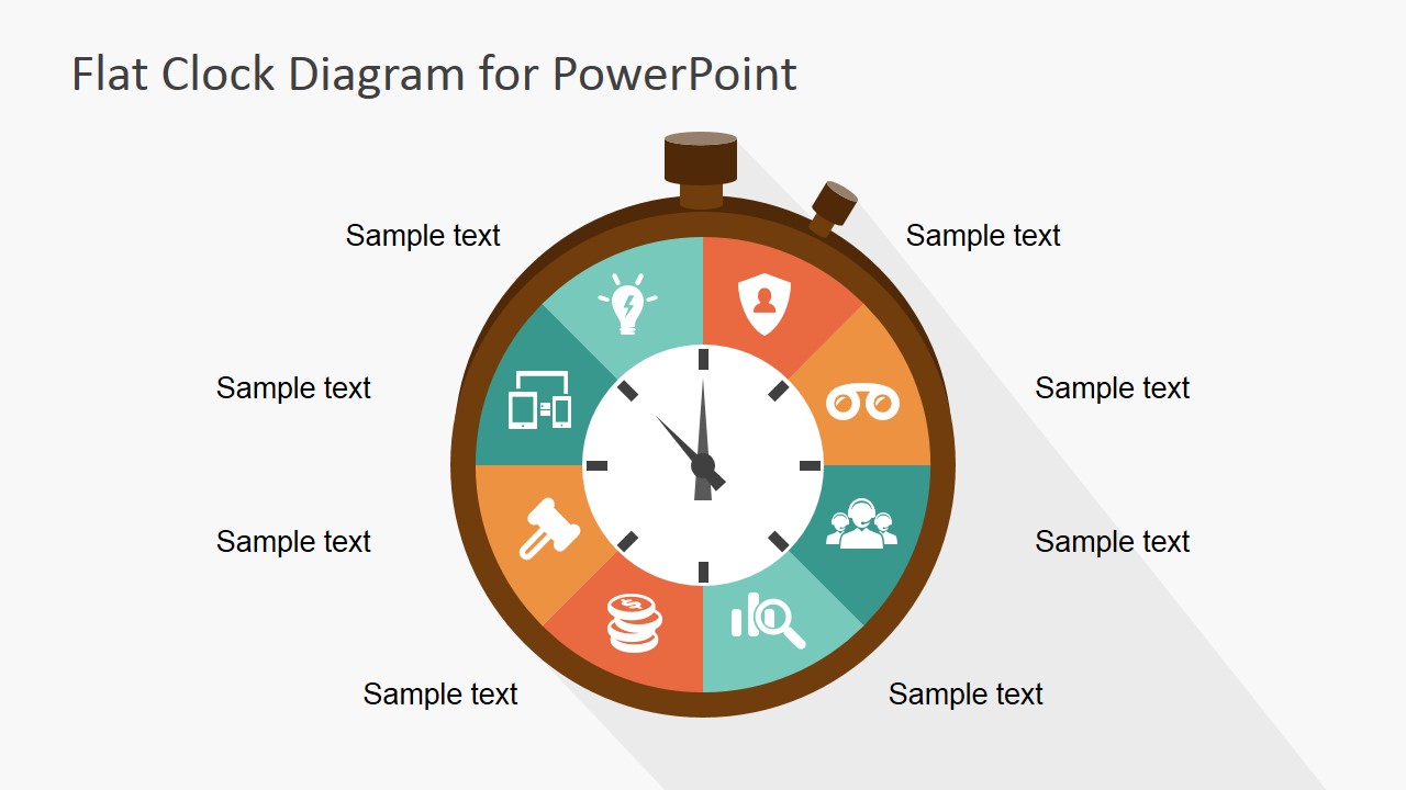 Flat Analog Clock Diagram PowerPoint Template - SlideModel