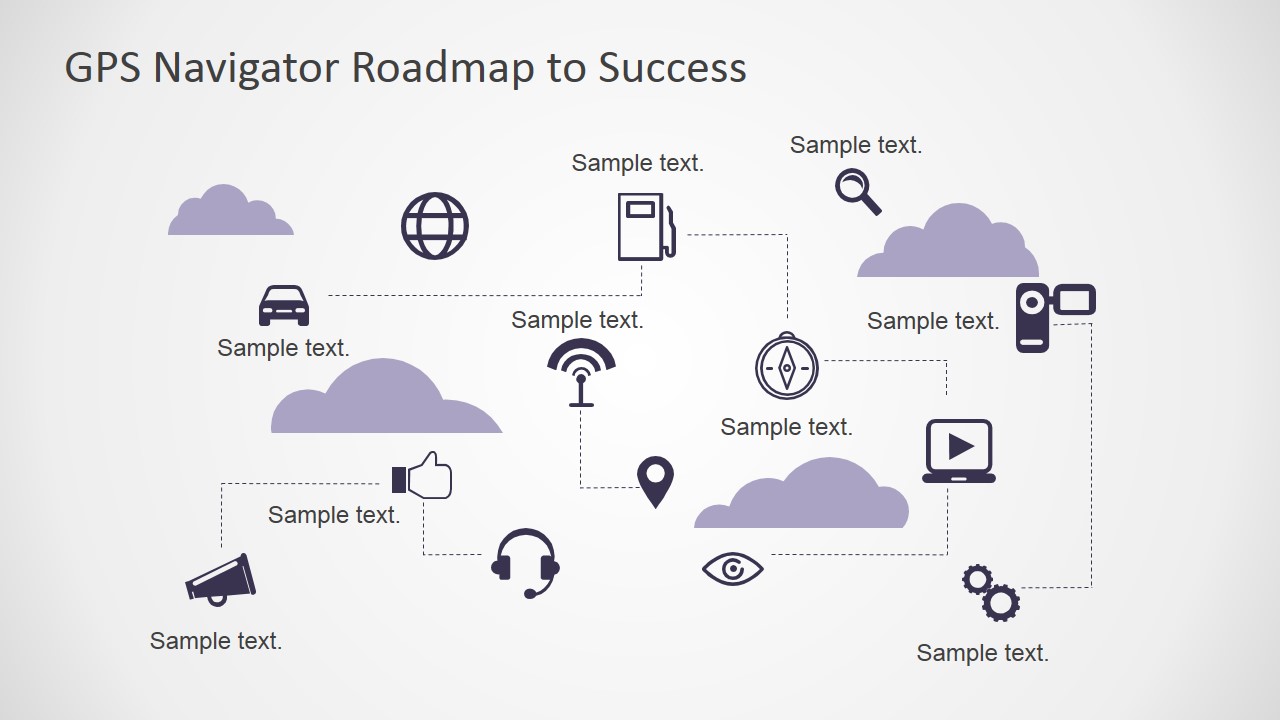 GPS Navigator Roadmap PowerPoint Template - SlideModel