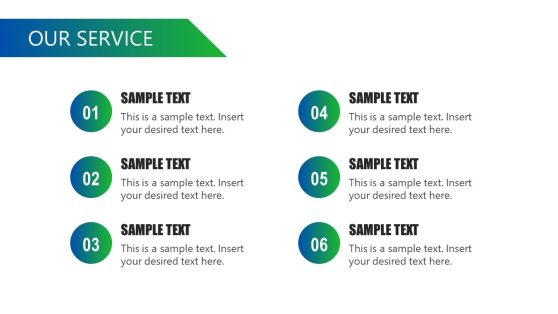 Six Points Slide for Our Services Presentation - SlideModel