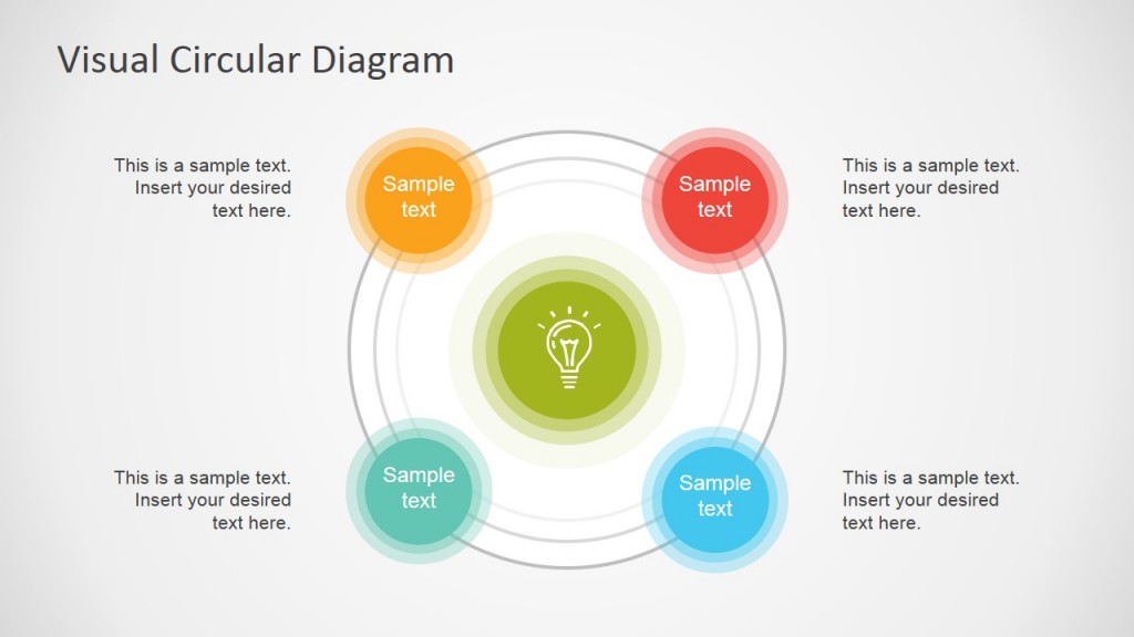 Flat Design Circular 4 Steps Diagram Featuring Lightbulb - SlideModel