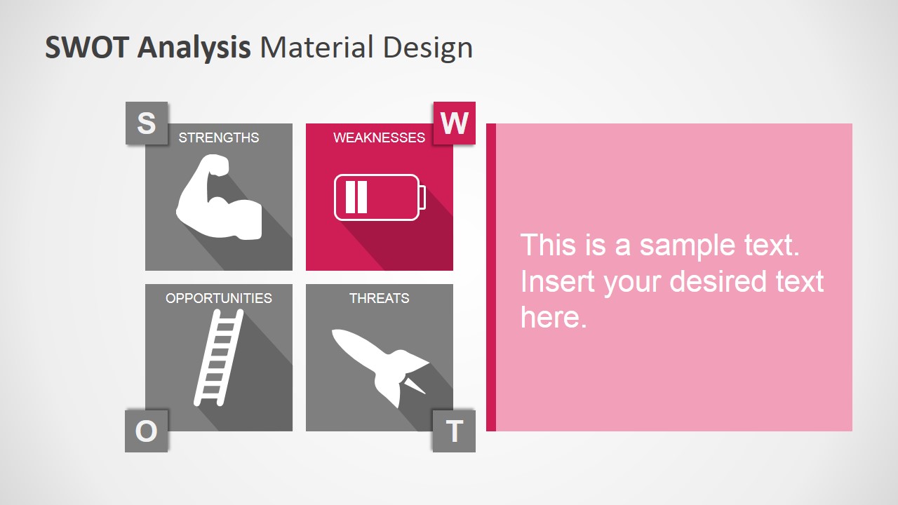SWOT Analysis PowerPoint Template with Material Design