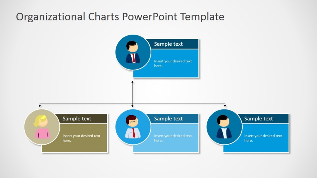 PowerPoint Two Level Org Chart with Textbox Placeholders - SlideModel