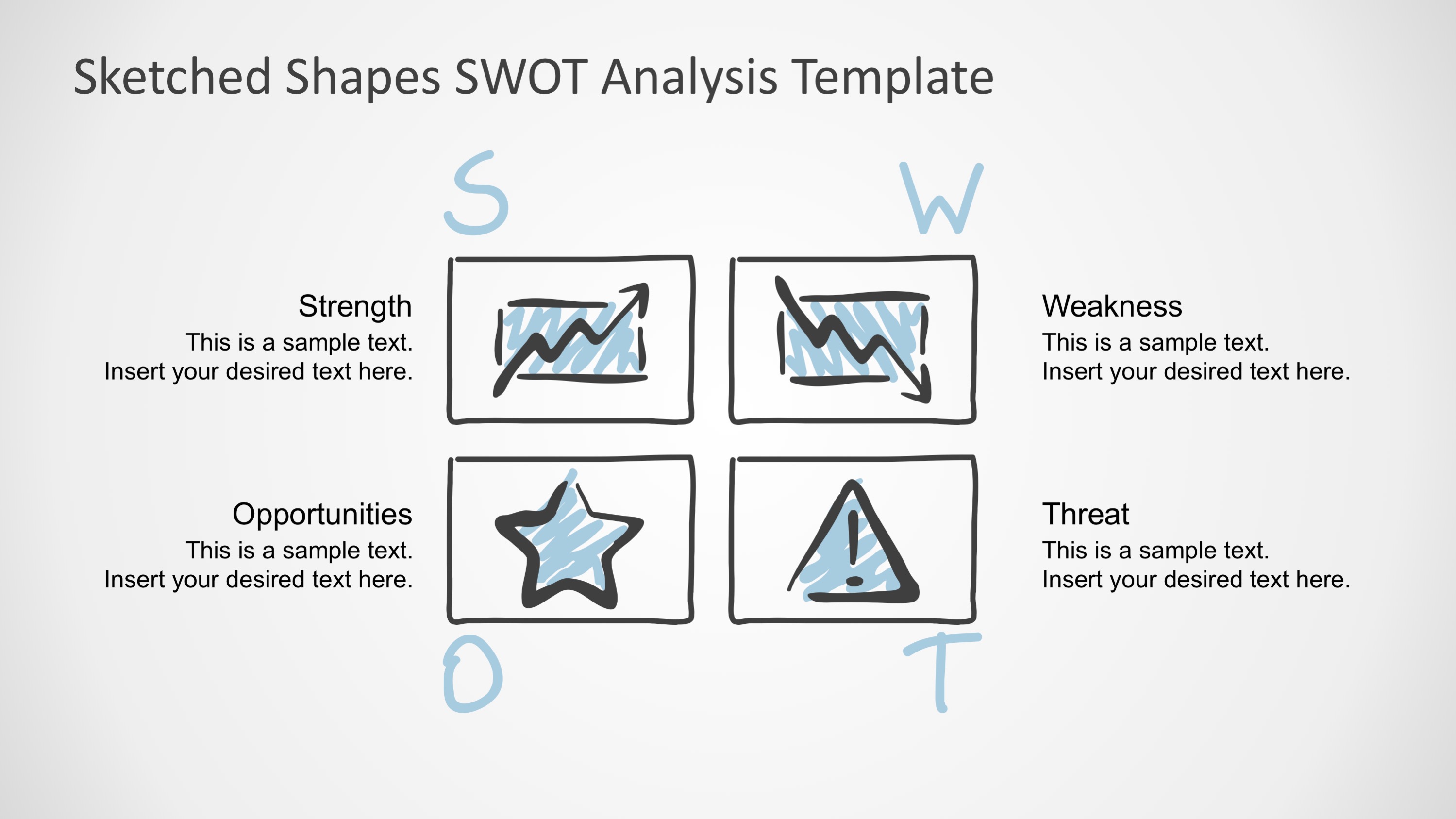 Sketched Shapes SWOT Analysis Template - SlideModel