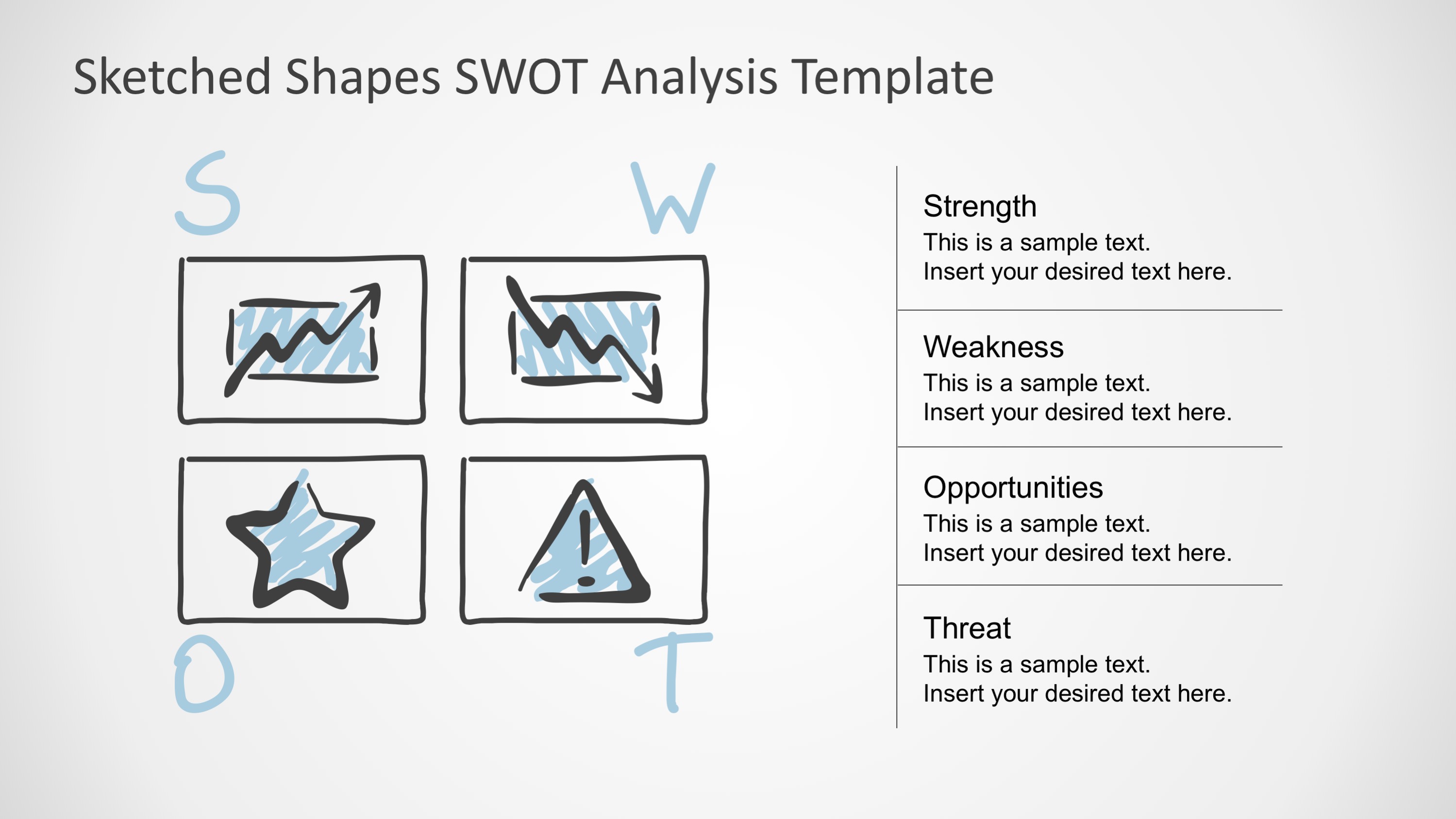 Sketched Shapes SWOT Analysis Template - SlideModel