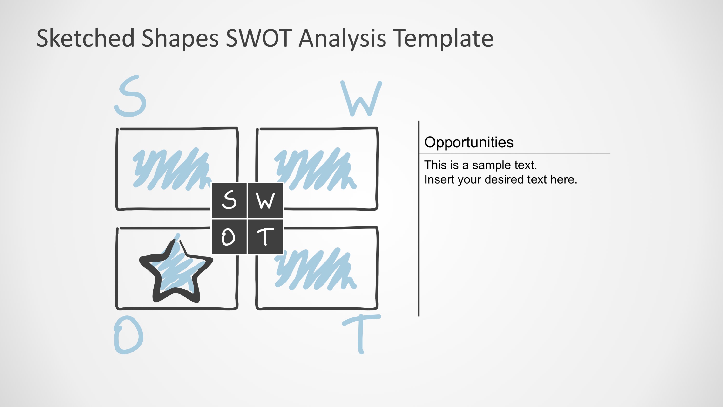 Sketched Shapes SWOT Analysis Template - SlideModel
