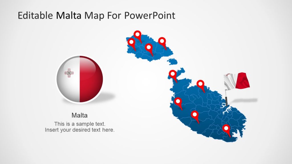 Editable Map of Malta - SlideModel