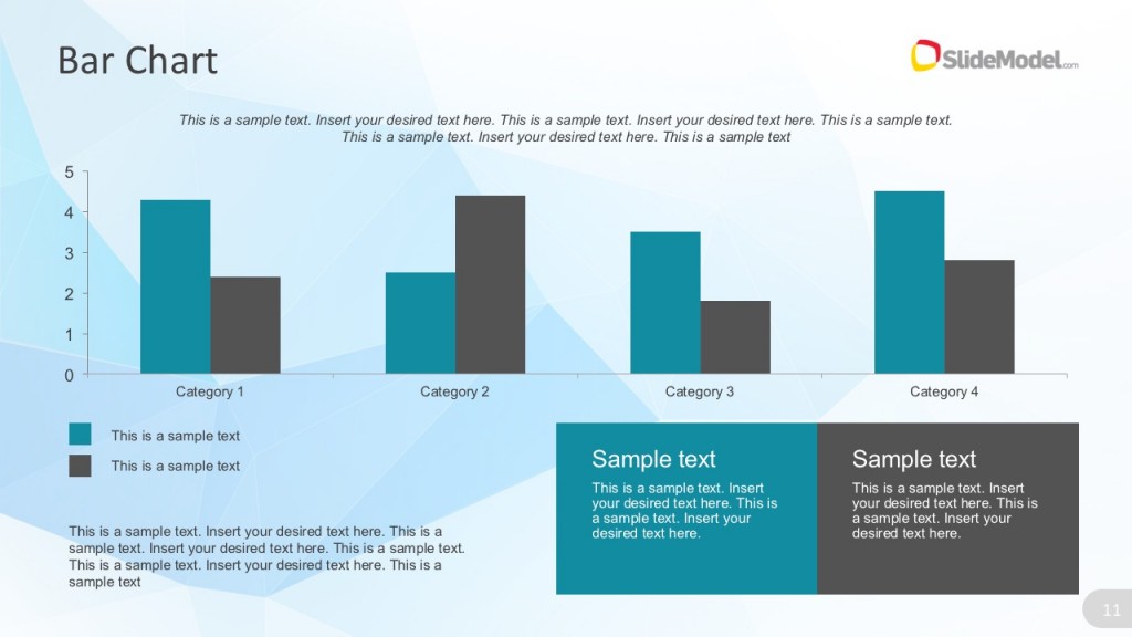 Flat Bar Chart Design With Blue Template Background - SlideModel