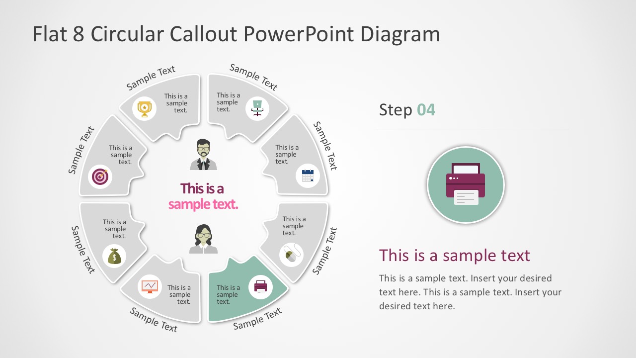 Flat 8 Circular Callout PowerPoint Diagram