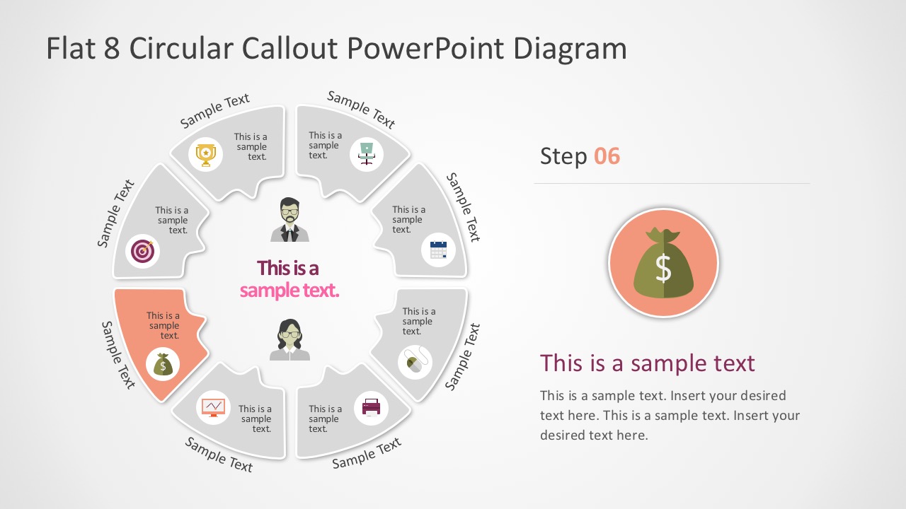 Flat 8 Circular Callout PowerPoint Diagram