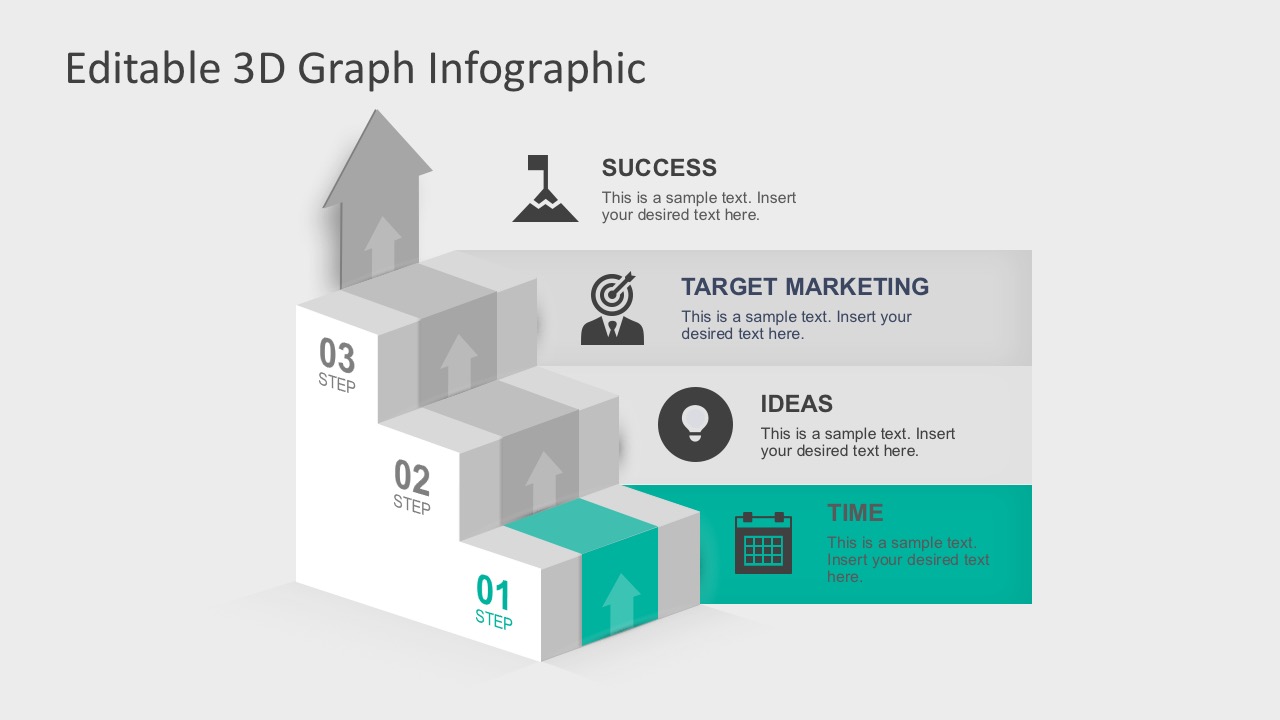 3 Steps Editable 3D Ladder Infographic