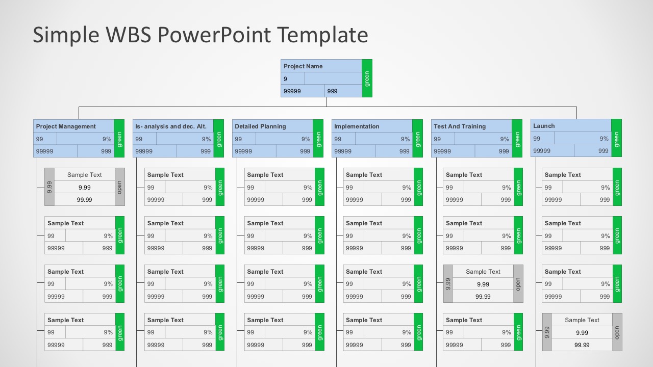 Work Breakdown Structure WBS PowerPoint Diagram