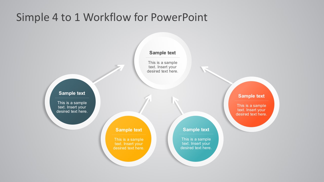 Simple 4 to 1 Workflow Diagram for PowerPoint
