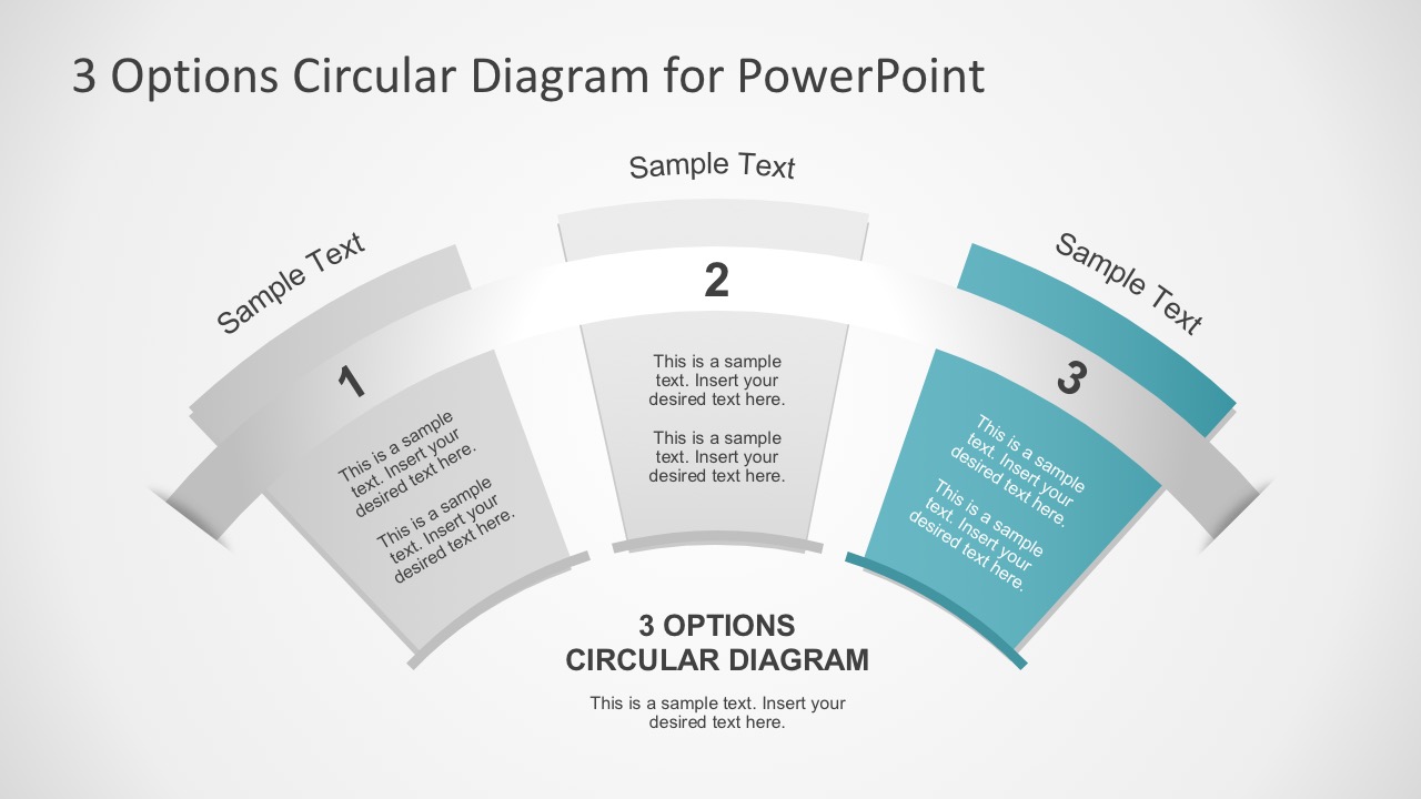 3 Options Circular Fan Diagram for PowerPoint