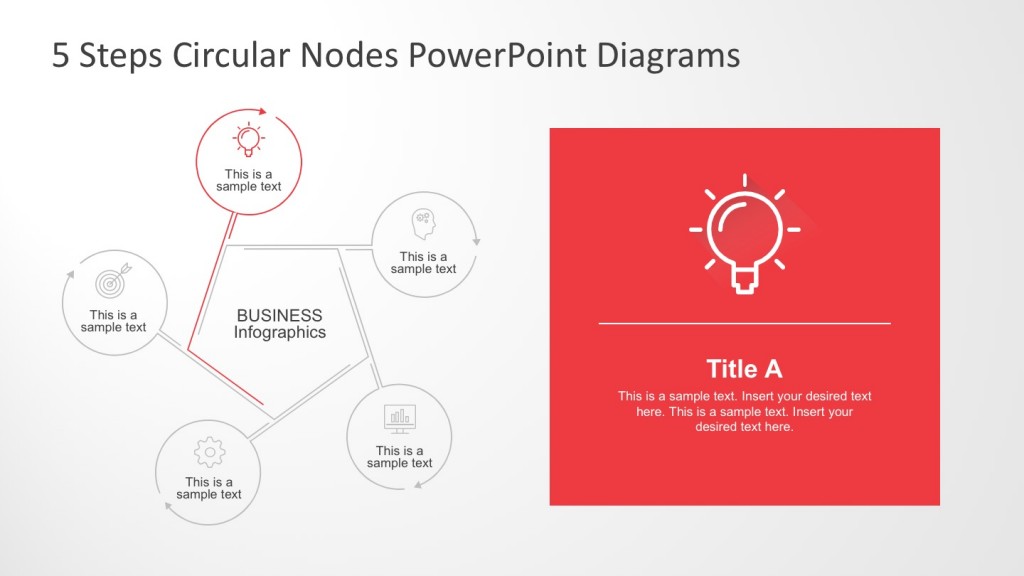 Five Step Process Circle Nodal Diagrams - SlideModel