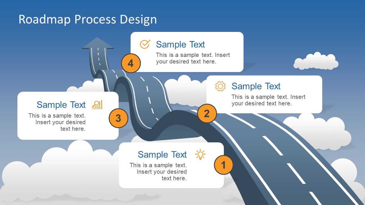 Roadmap Into Sky Metaphor PowerPoint Template SlideModel