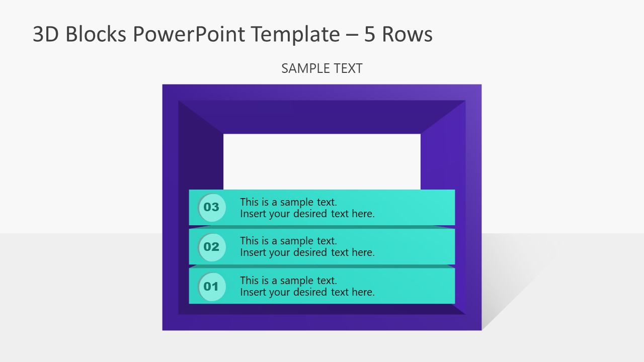 3D Blocks PowerPoint Template with 5 Rows - SlideModel