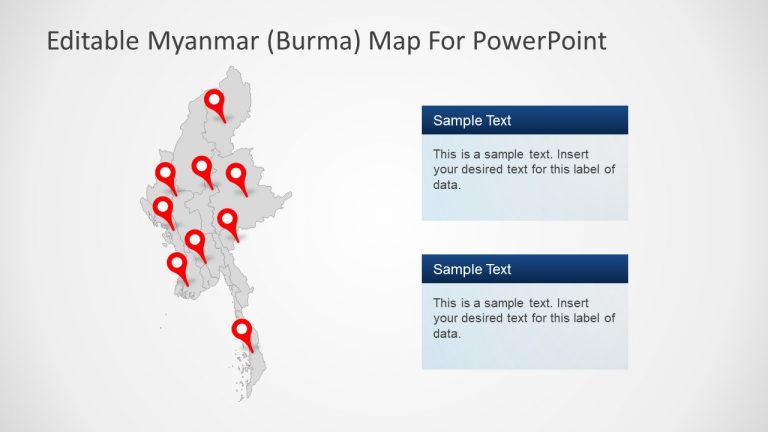 Editable PowerPoint Location Pins Map - SlideModel