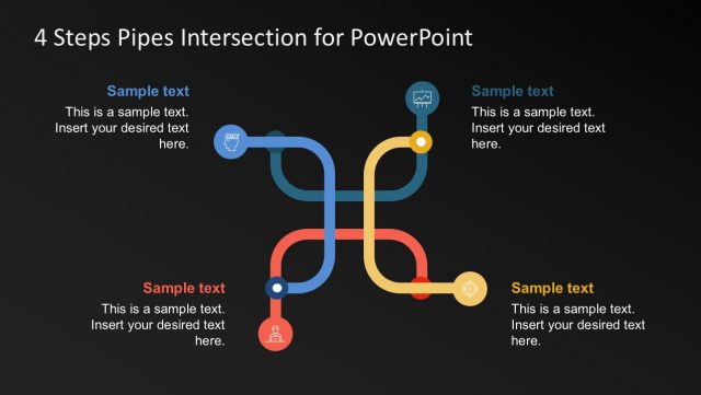 Cool 4-Step Pipe Diagrams Dark Background - SlideModel