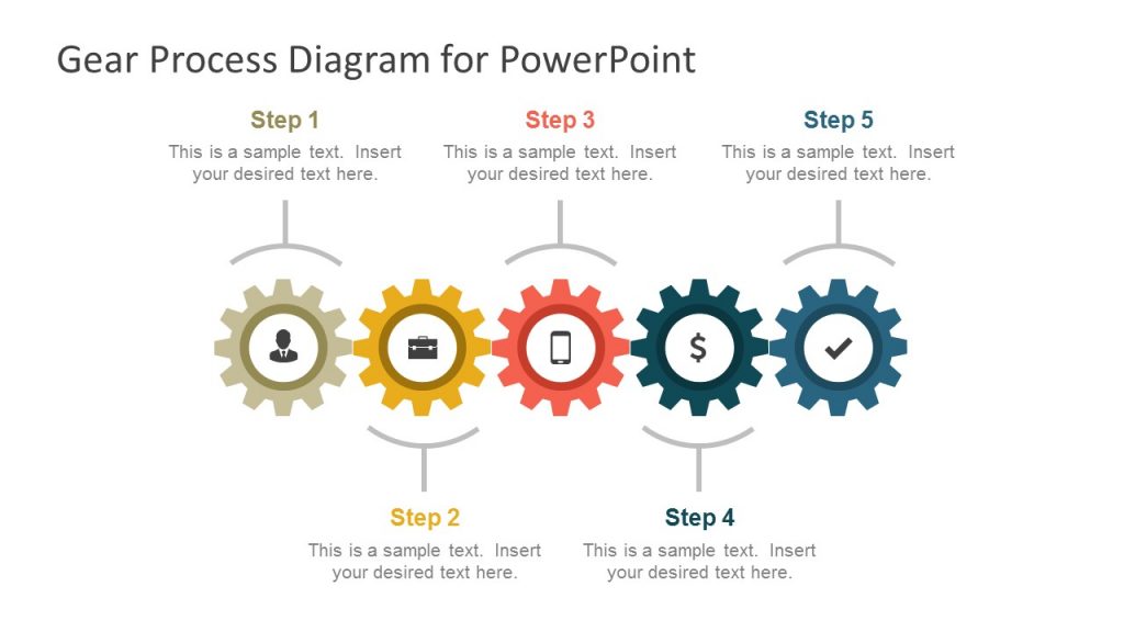 5 Step Gear Process Diagram Slide - SlideModel