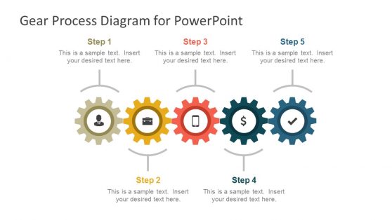5 Step Gear Process Diagram Slide - SlideModel