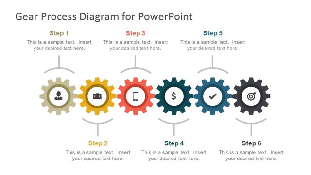 6 Step Gear Process Diagram Slide - SlideModel