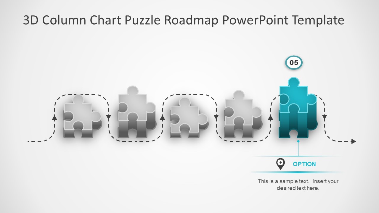 3D Column Chart Puzzle Roadmap PowerPoint Template - SlideModel