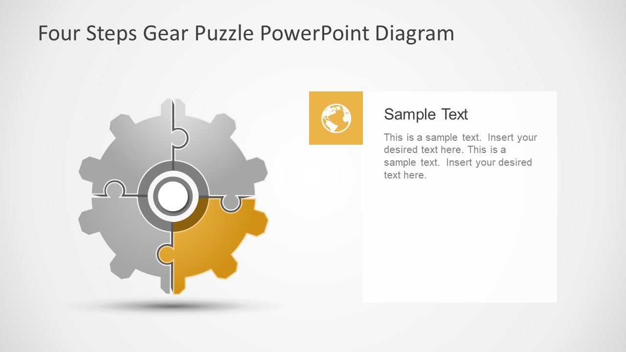 4 Step Gear Puzzle PowerPoint Template - SlideModel