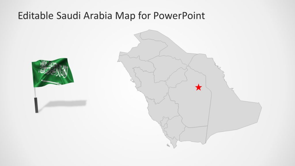 Flag Pole and Map of Saudi Arabia Slide - SlideModel