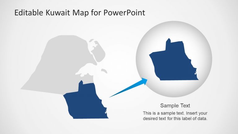 Gray and Blue Editable Map of Kuwait - SlideModel