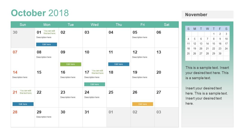 2018 Calendar Template for Management - SlideModel