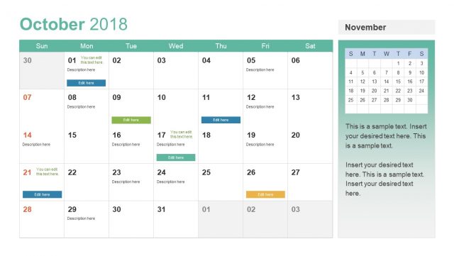 2018 Calendar Template for Management - SlideModel