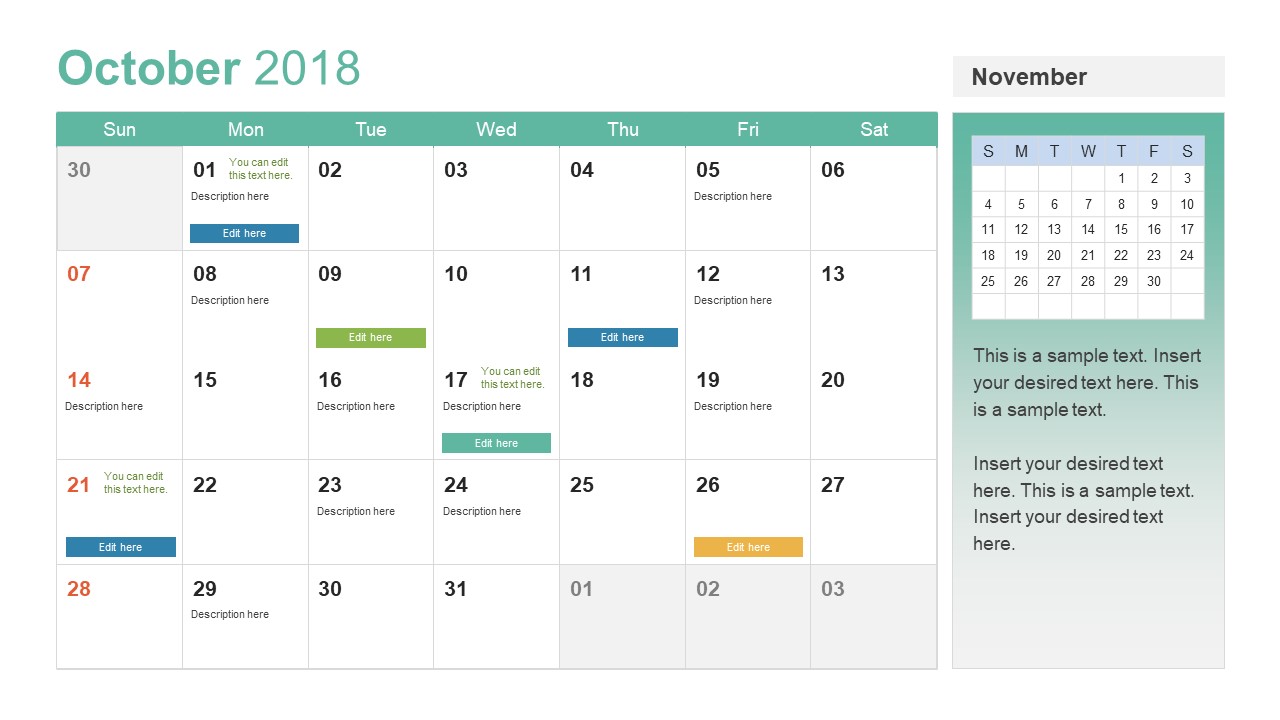 PowerPoint Calendar Template Year 2018 - SlideModel