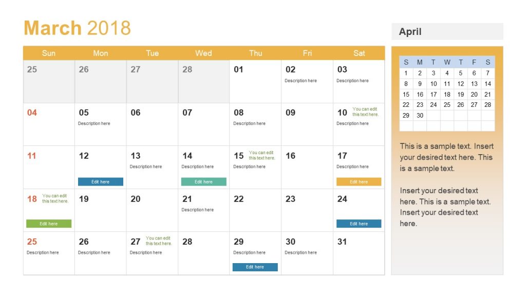 Editable Calendar Slide for New year - SlideModel