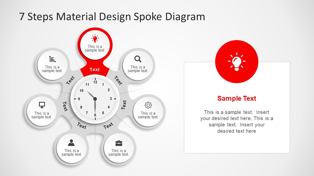 7 Steps Material Design Spoke Diagram PowerPoint Template - SlideModel