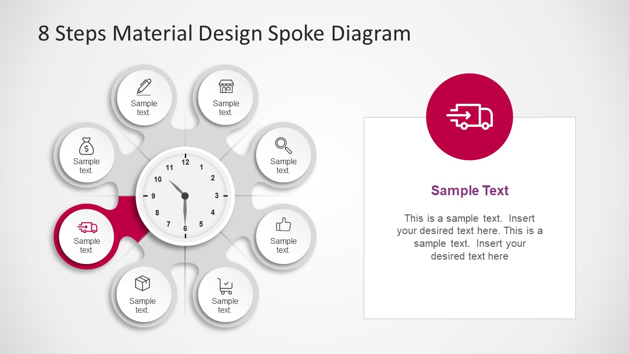 8 Steps Material Design Spoke Diagram PowerPoint Template - SlideModel