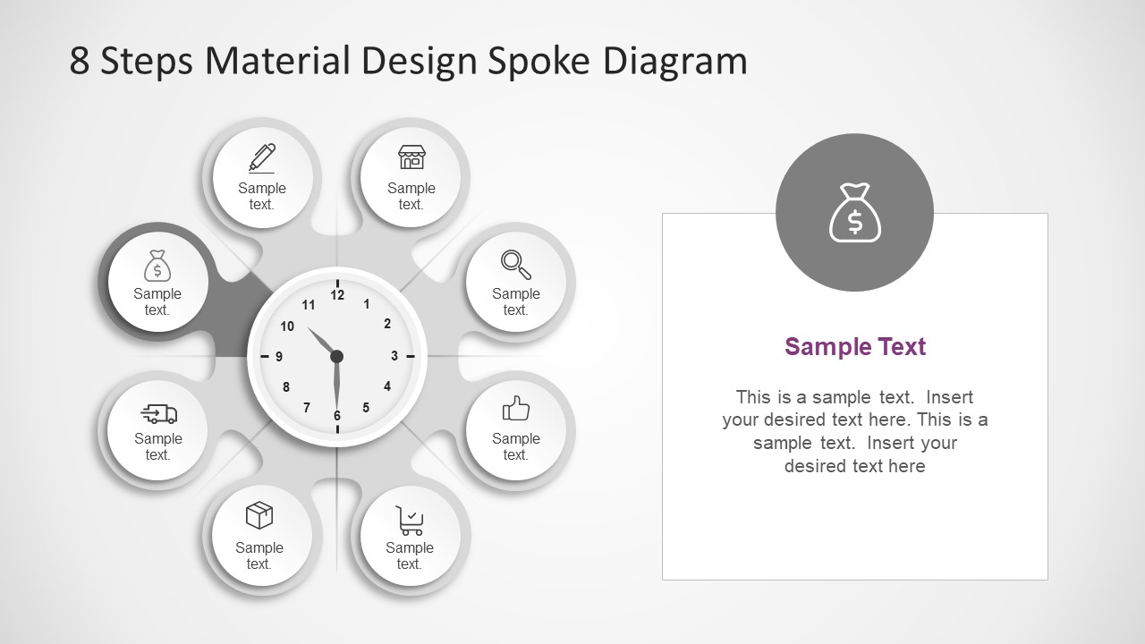 8 Steps Material Design Spoke Diagram PowerPoint Template - SlideModel