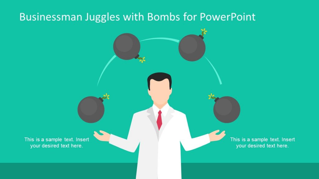 Businessman Juggle Bombs Threat Template - SlideModel