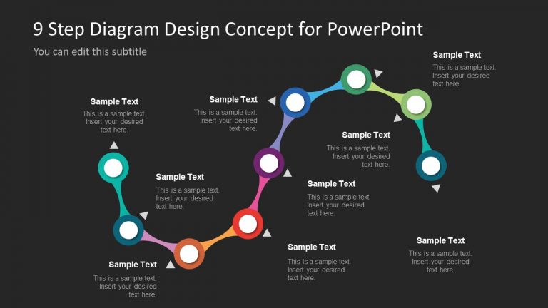 Curvy Diagram Template of 9 Step Process - SlideModel