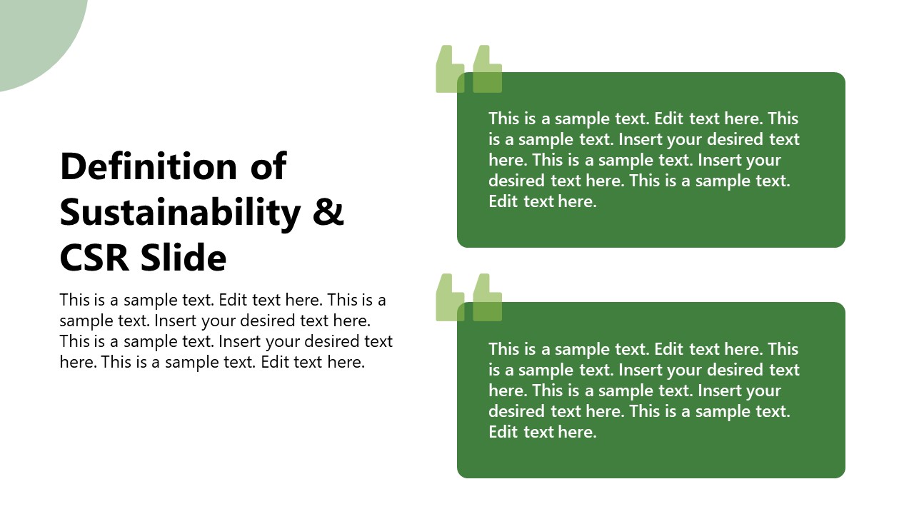 Sustainability And Corporate Social Responsibility Csr Powerpoint Template