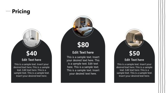 Slide for Displaying Pricing Packages - Hotel Company Profile - SlideModel