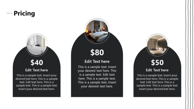 Slide for Displaying Pricing Packages - Hotel Company Profile - SlideModel