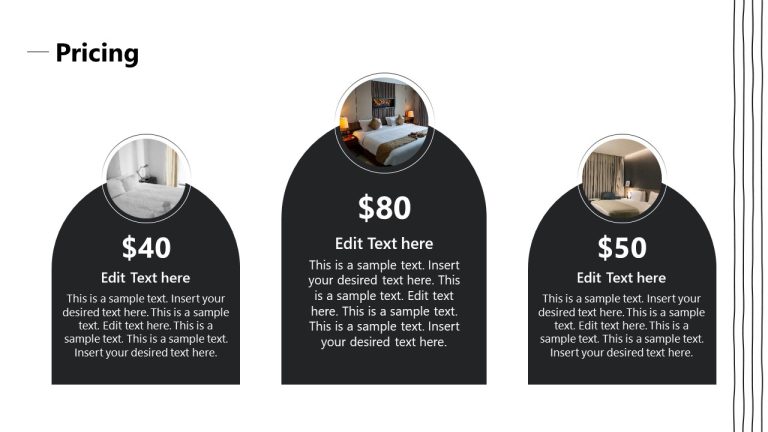 Slide for Displaying Pricing Packages - Hotel Company Profile - SlideModel