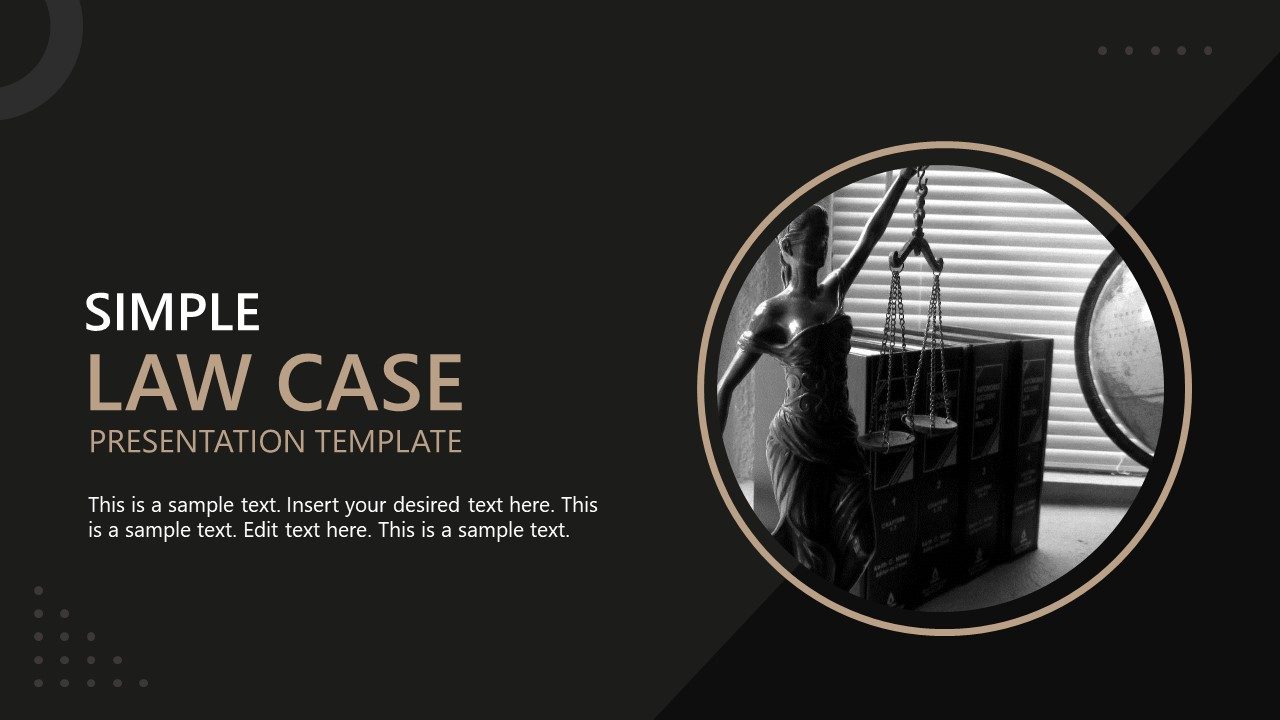Simple Law Case Presentation Template Title Slide - SlideModel