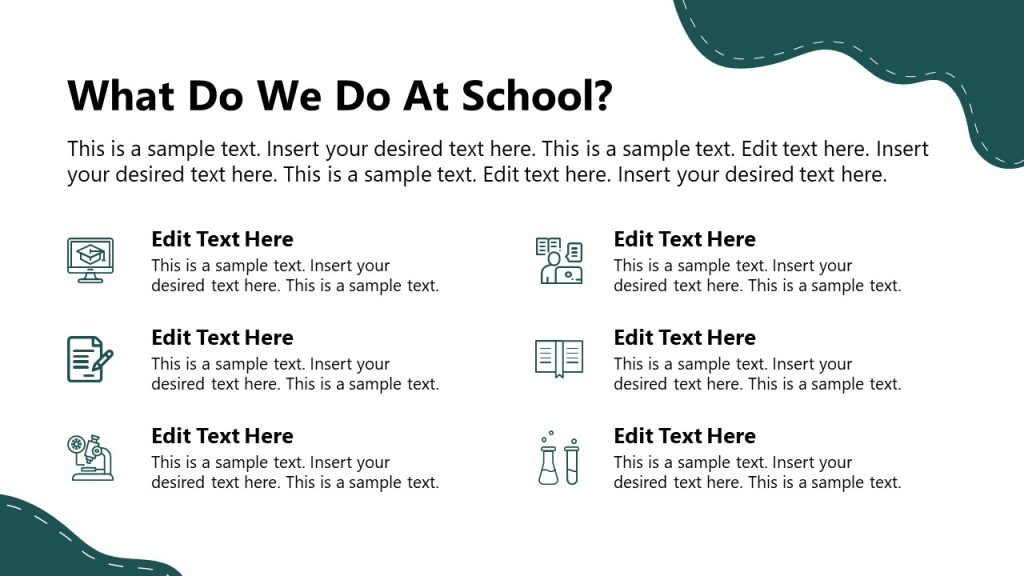 What Do We Do At School Slide with Infographics - SlideModel