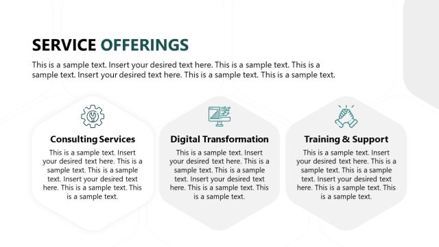 Service Offering Creative Slide with Three Sections - SlideModel