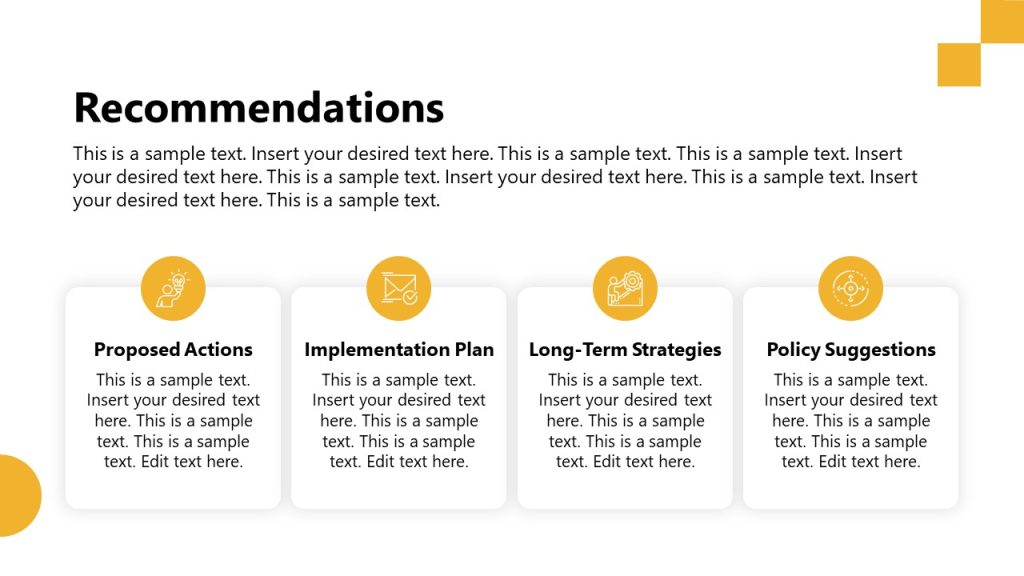 Recommendatioms Slide with Infographic Icons - SlideModel